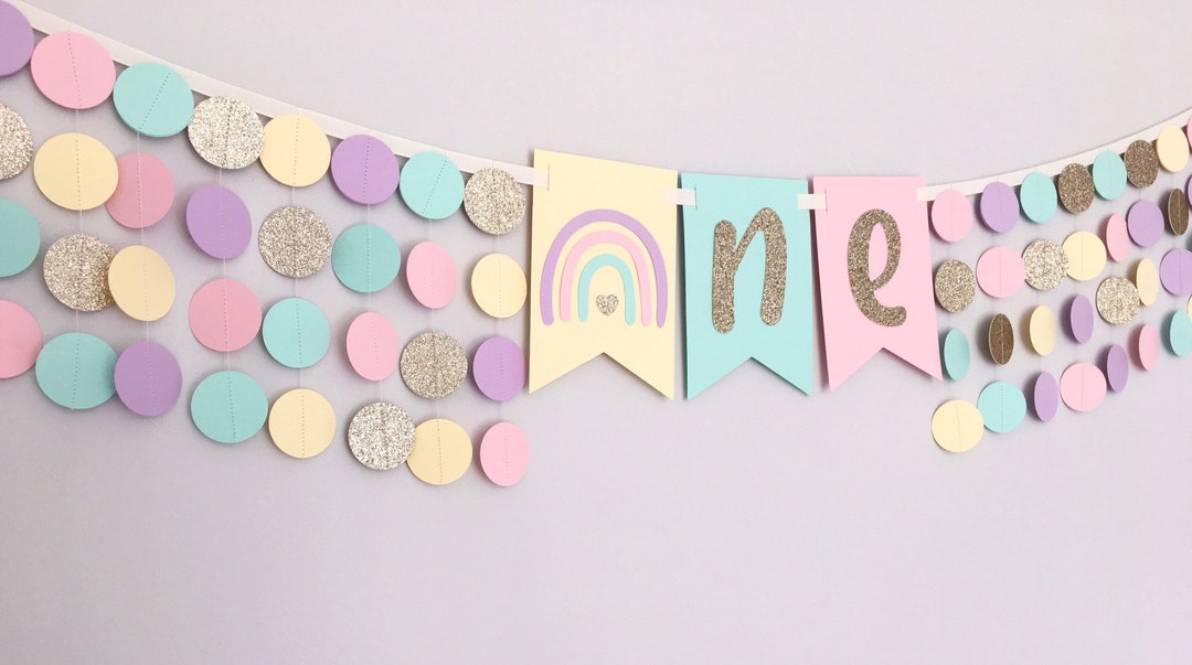 Pastel Rainbow First Birthday Banner Highchair Banner Cake - Etsy
