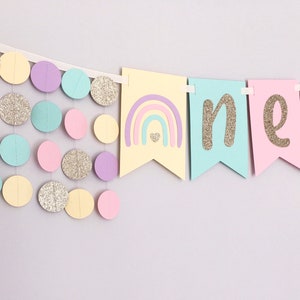 Pastel Rainbow First Birthday Banner, Highchair Banner, Cake Smash ...