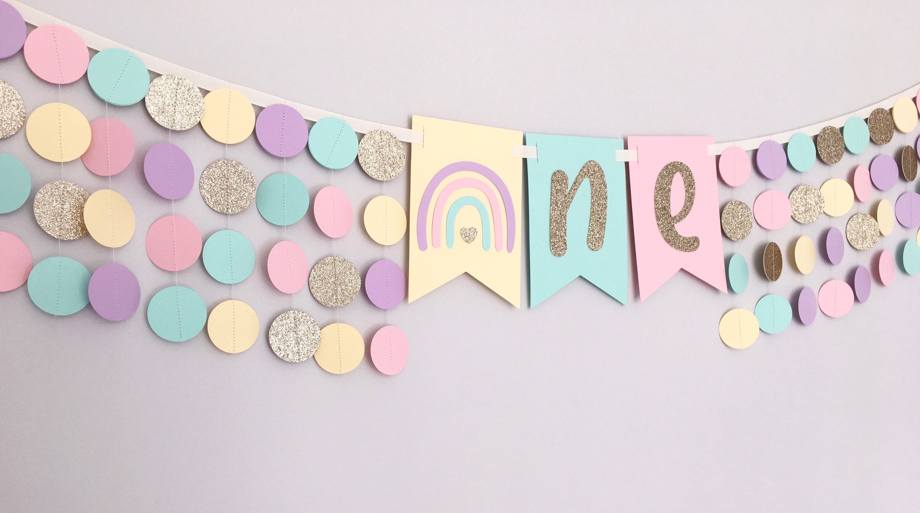 Pastel Rainbow First Birthday Banner, Highchair Banner, Cake Smash ...
