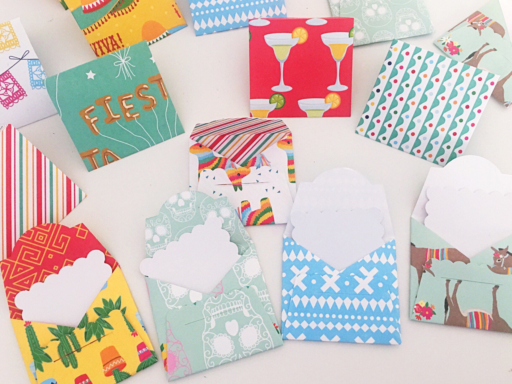 Bright fiesta themed mini envelope set mexican party party | Etsy