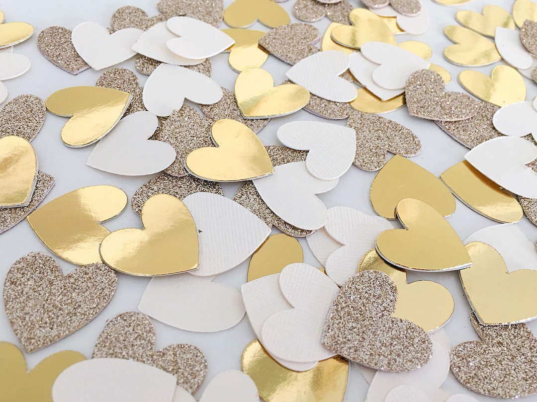 Gold Paper Heart Confetti Mix. - Etsy