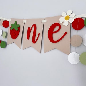 Strawberry Sweet One Highchair Banner, Cake Smash Garland, Photo ...
