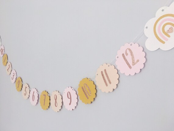 12 Month Photo Banner Boho Rainbow Party First Birthday | Etsy UK