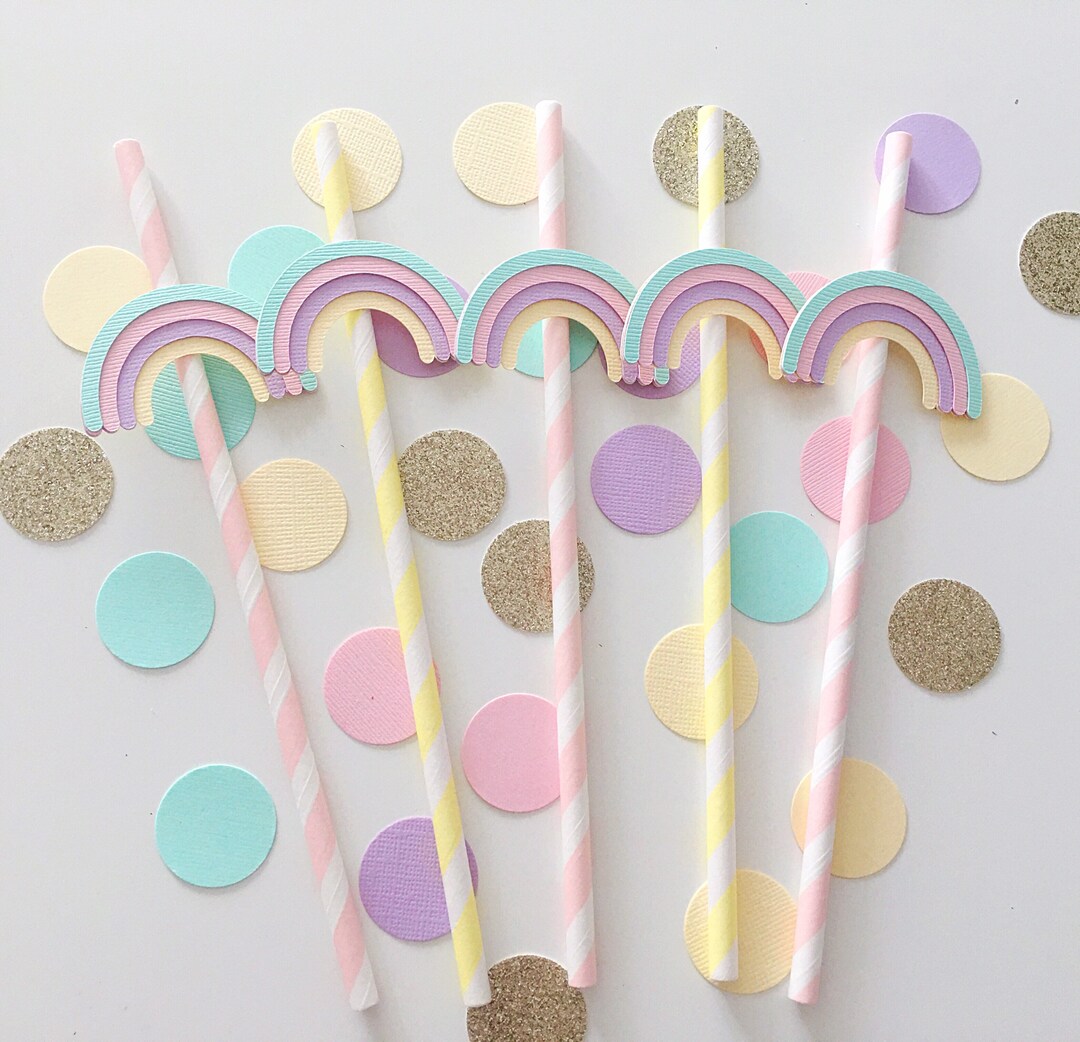 Pastel Rainbow Paper Straws, Pastel Rainbow Party, Baby Shower Straws ...