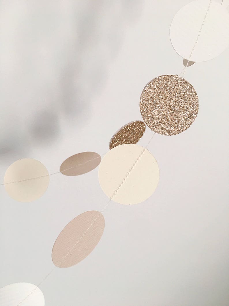Wedding paper garland neutral glitter and gold decor | Etsy