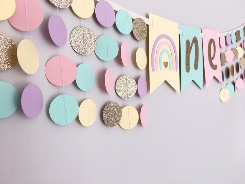 Pastel Rainbow First Birthday Banner Highchair Banner Cake - Etsy Sweden