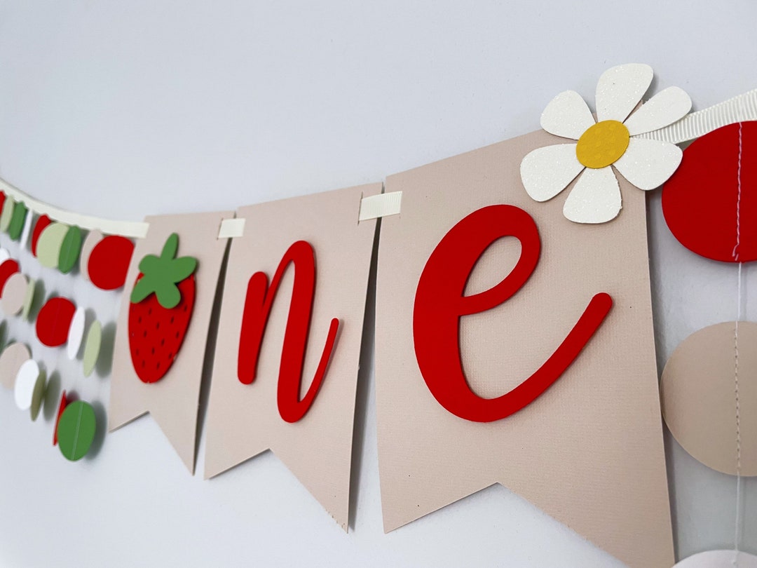 Strawberry Sweet One Highchair Banner, Cake Smash Garland, Photo ...
