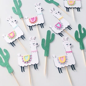 Llama and Cactus Cupcake Toppers, Fiesta Party, Tropical Party, - Etsy