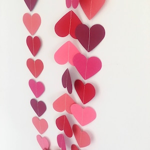 Heart Garland | Paper Garland | Red and Pink Hearts | Engagement Party ...