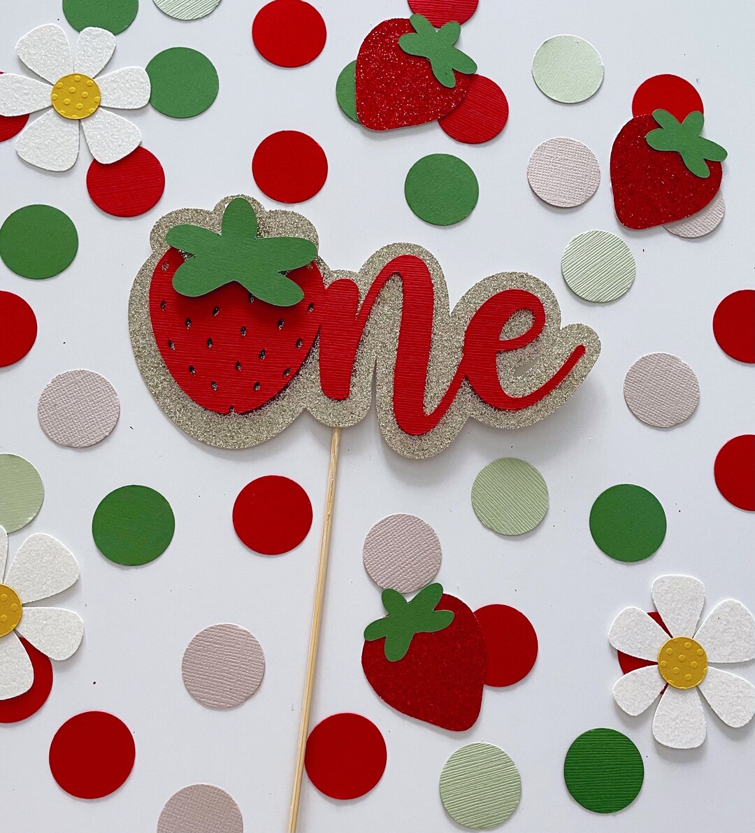 One Cake Topper Strawberry Cake Topper First Birthday - Etsy