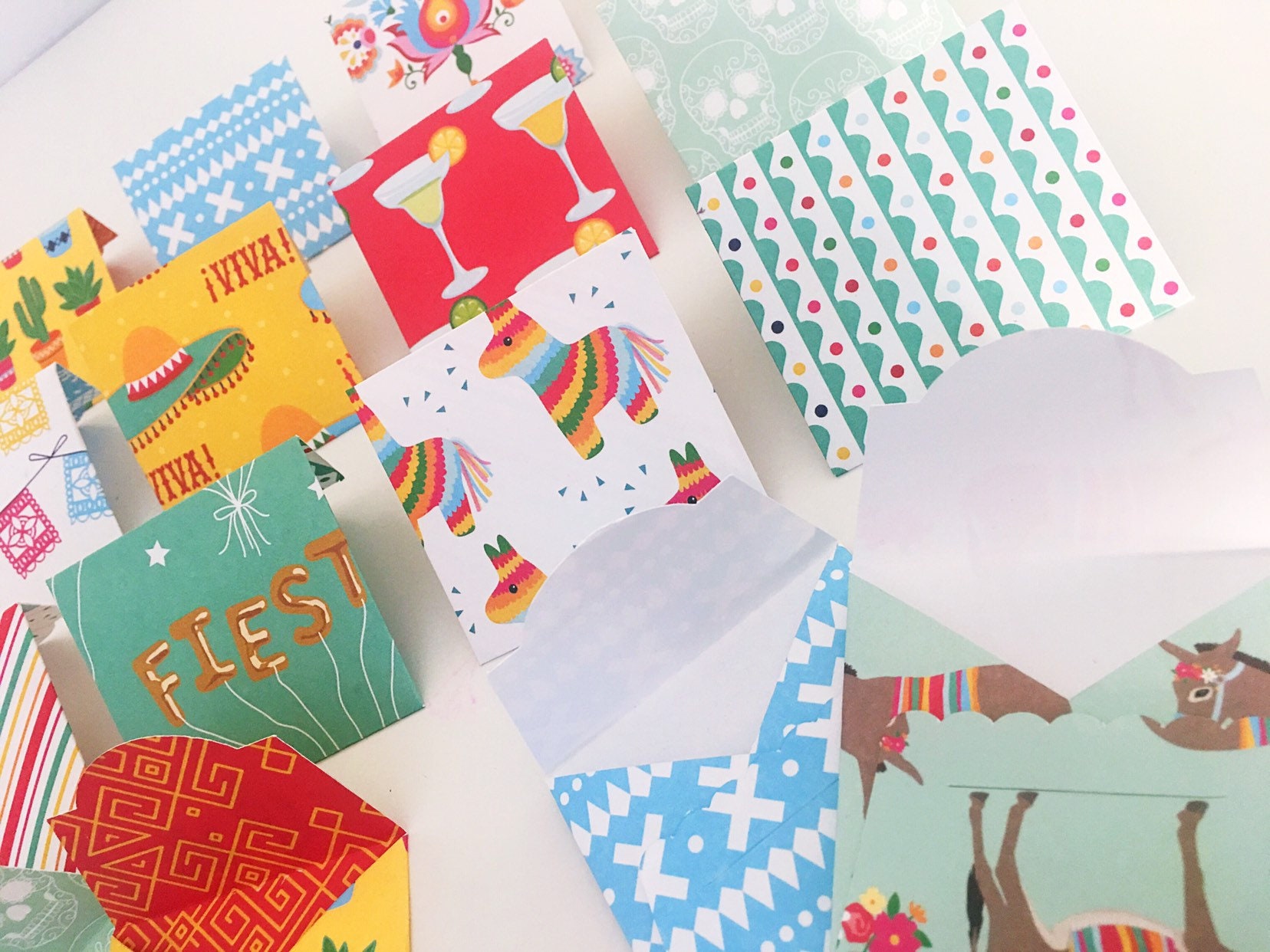 Bright fiesta themed mini envelope set mexican party party | Etsy
