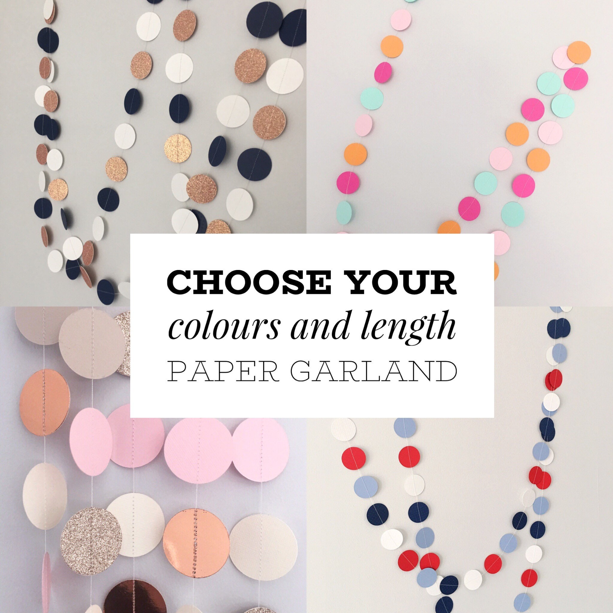 Create your own custom paper garland Choose your own colours | Etsy