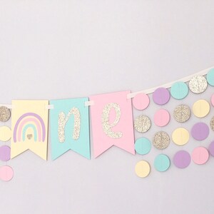 Pastel Rainbow First Birthday Banner, Highchair Banner, Cake Smash ...