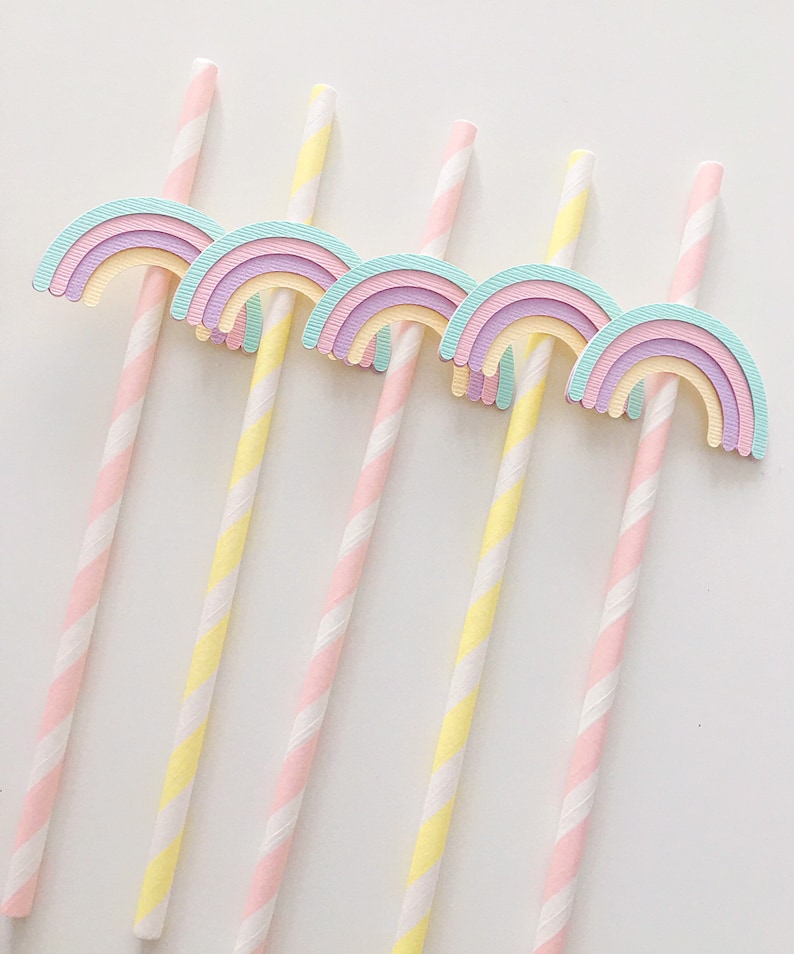 Pastel Rainbow Paper Straws Pastel Rainbow Party Baby Shower | Etsy