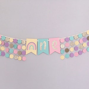 Pastel Rainbow First Birthday Banner, Highchair Banner, Cake Smash ...