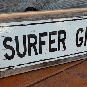 Surfer Girl Metal Street Sign Reclaimed Wood Frame FREE SHIPPING - Etsy