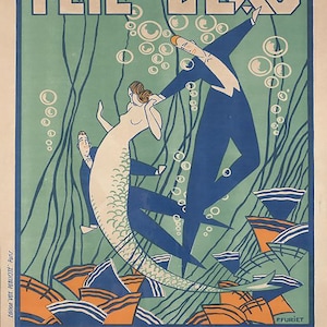 Vintage French Mermaid Reproduction Metal Sign FREE SHIPPING Coastal ...