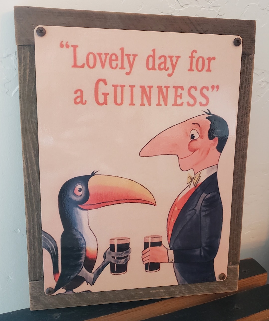 Vintage Toucan Guinness Stout Ad Metal Sign Wood Frame FREE SHIPPING - Etsy