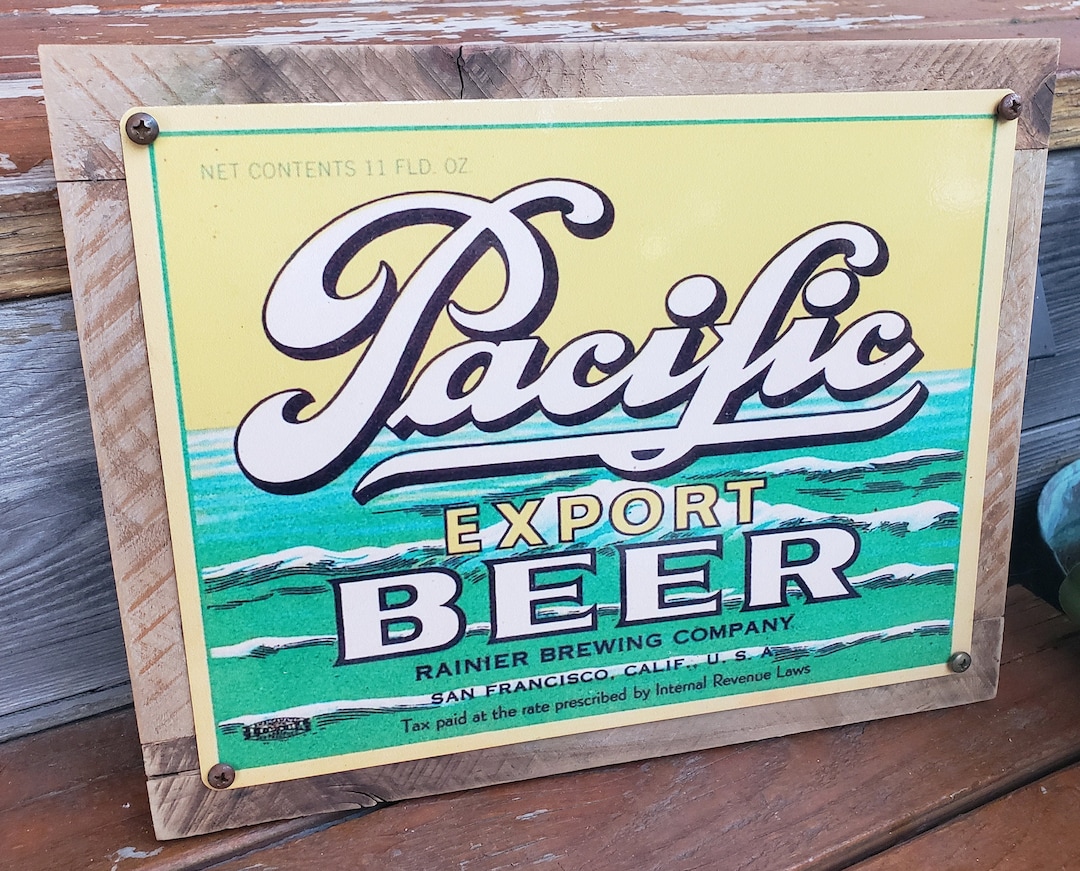 Vintage Pacific Export Beer Label Metal Sign Wood Frame FREE SHIPPING ...
