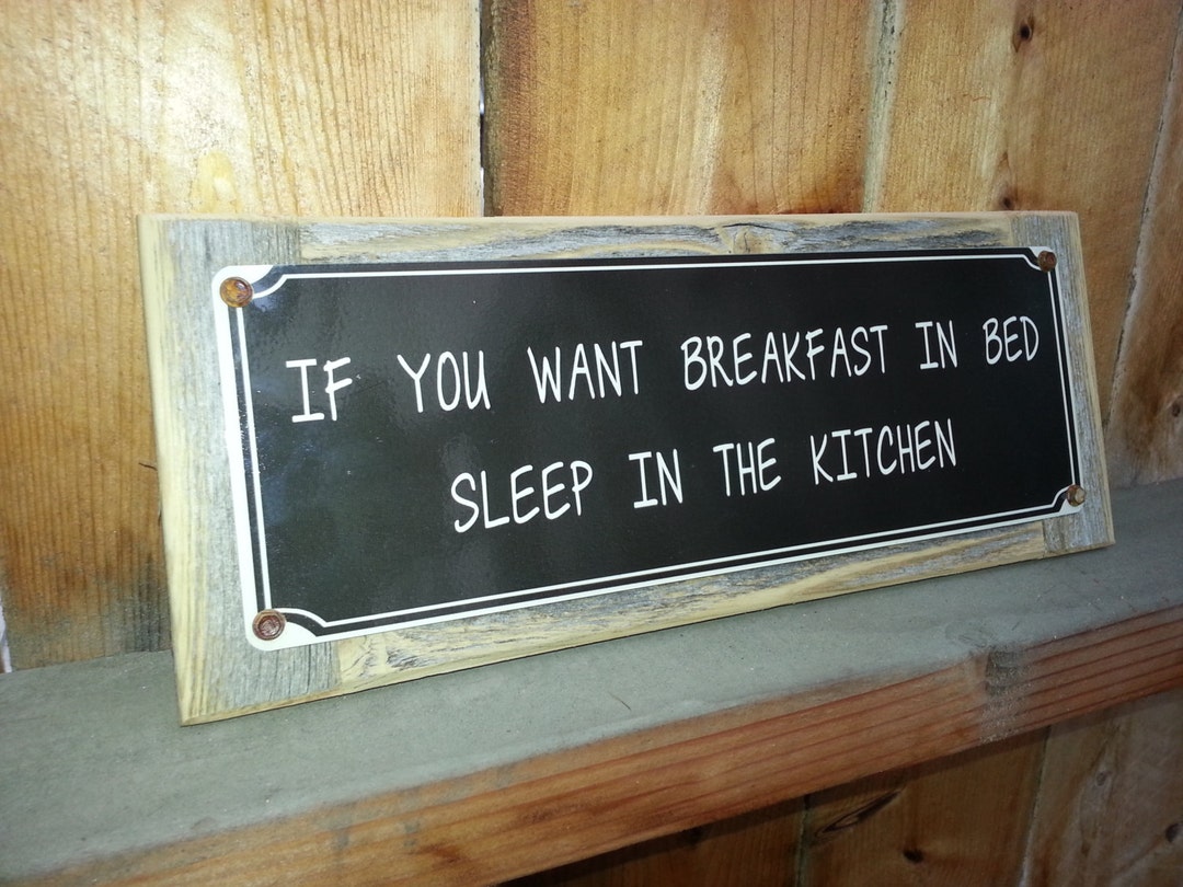 Breakfast in Bed Metal Sign Reclaimed Wood Frame FREE SHIPPING - Etsy