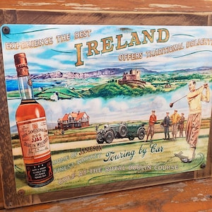 Vintage Jameson Irish Whiskey Metal Sign Reclaimed Wood Frame-bar Decor ...