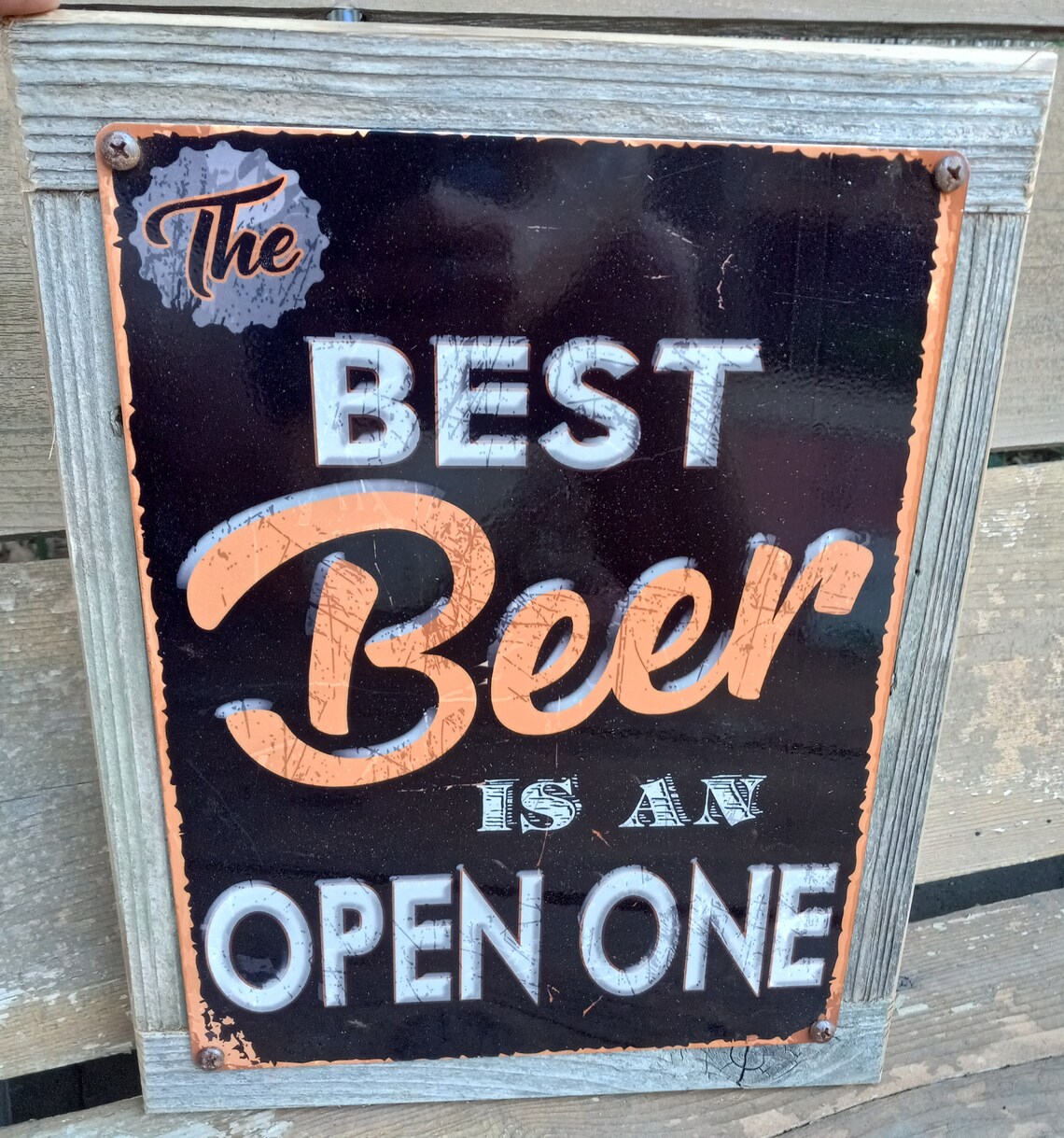 The Best Beer is an Open One Wood Framed Metal Sign FREE | Etsy