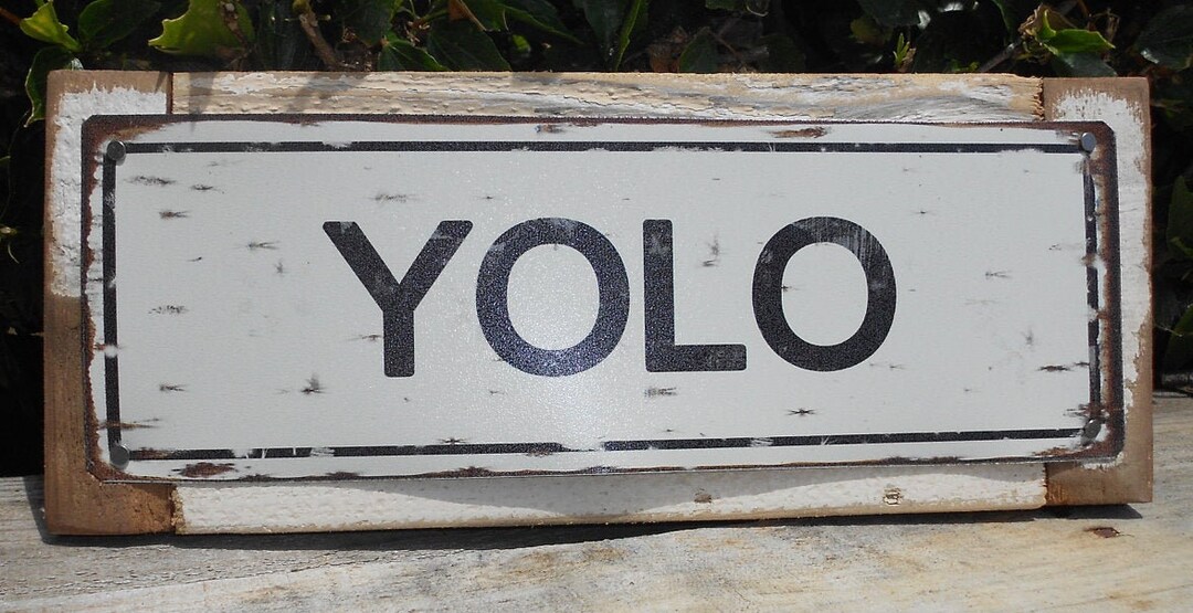 YOLO Metal Street Sign Reclaimed Wood Frame - Etsy