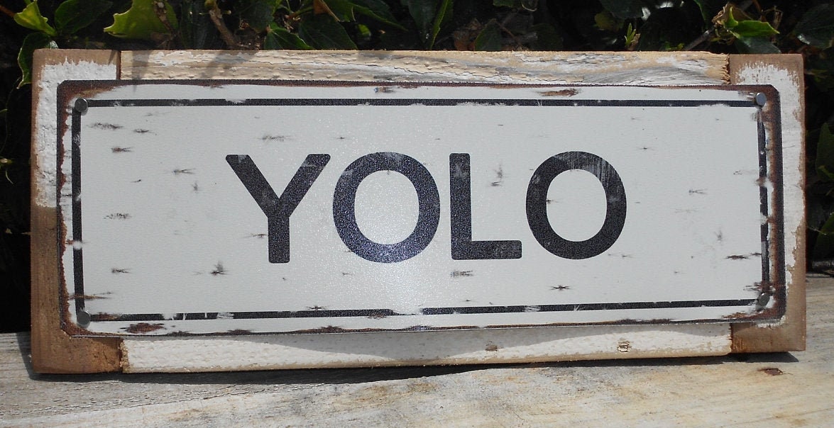 YOLO Metal Street Sign Reclaimed Wood Frame | Etsy