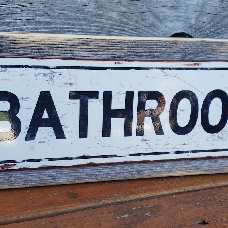 Metal Bathroom Sign - Etsy