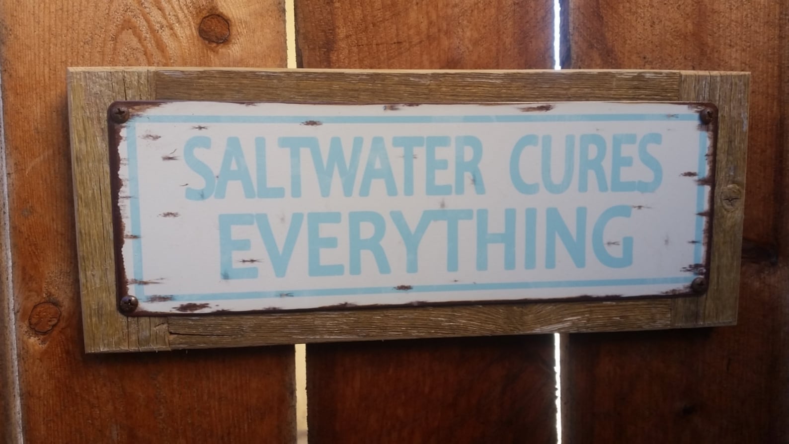 Saltwater Cures Everything Metal Street Sign Recycled Wood Frame - Etsy