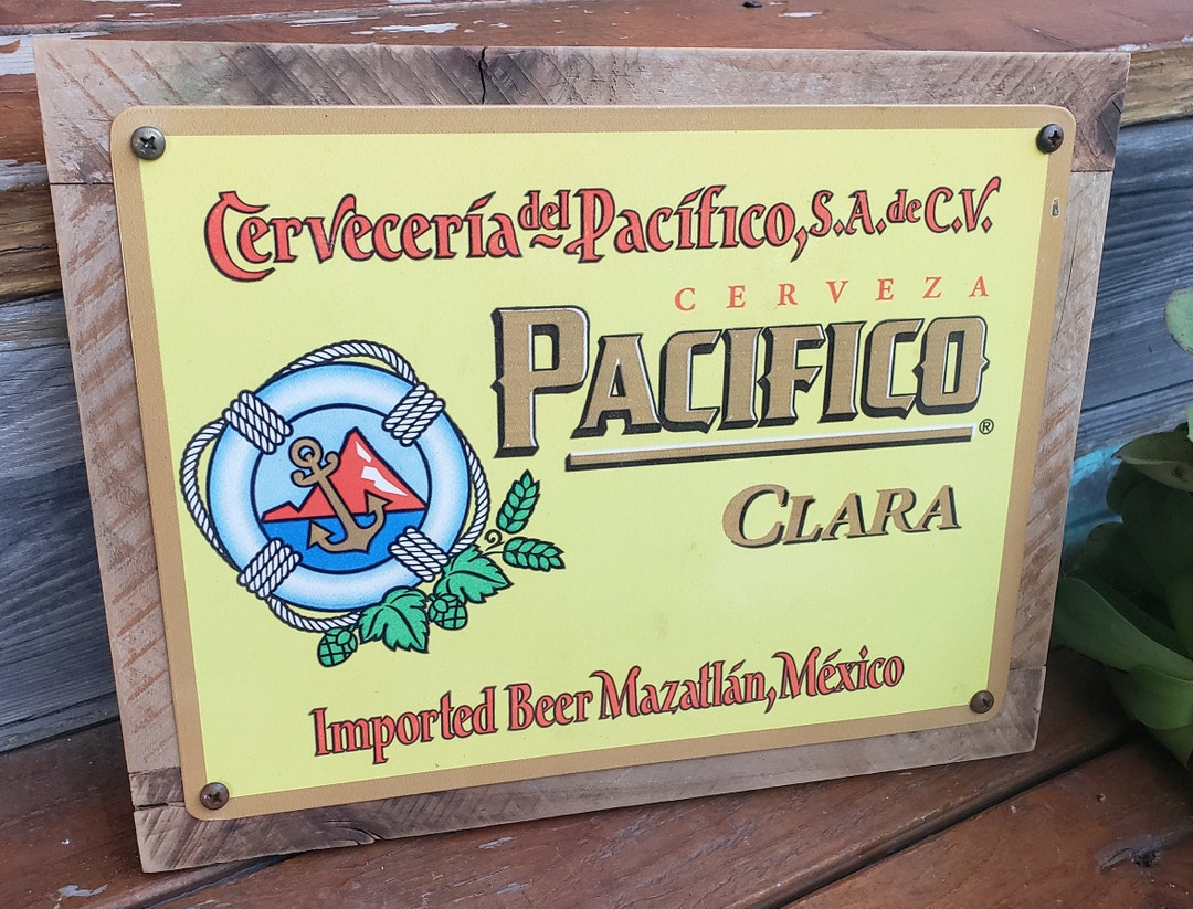 Vintage Pacifico Clara Beer Label Metal Sign Wood Frame FREE SHIPPING ...