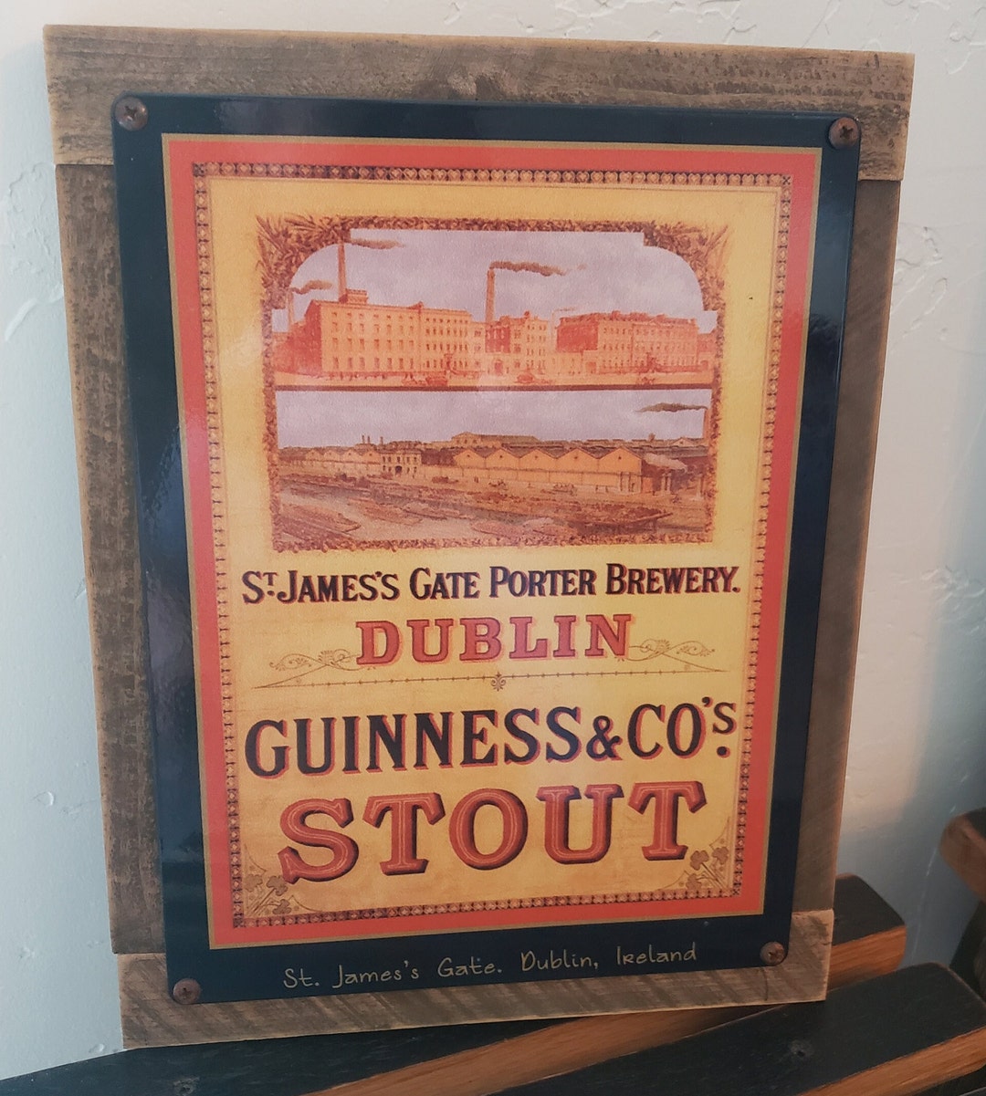 Vintage Dublin Guinness Stout Ad Metal Sign Wood Frame FREE SHIPPING - Etsy
