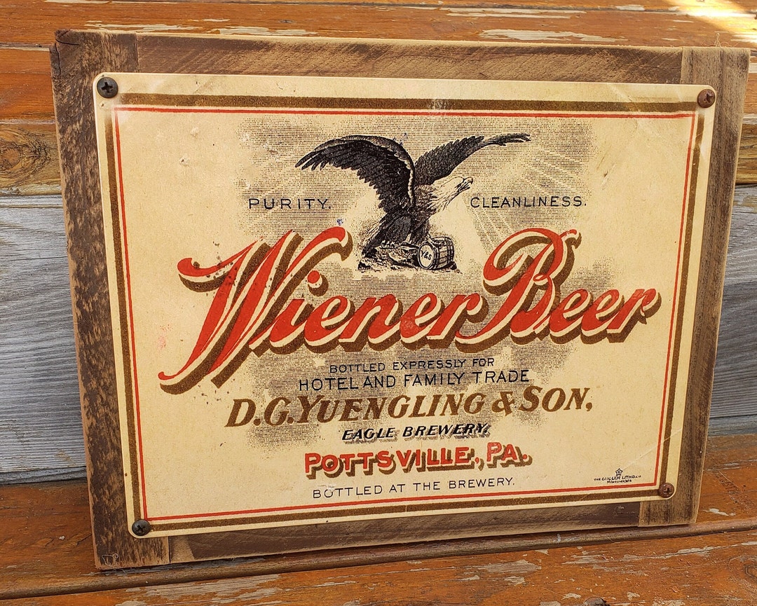 Vintage Weiner Beer Ad Metal Sign Reclaimed Wood Frame-bar Decor - Etsy