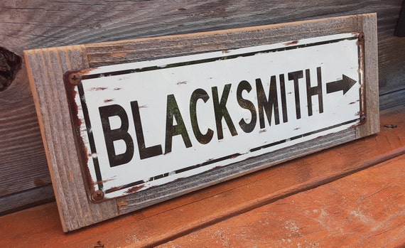 Blacksmith Metal Sign Country Decor Reclaimed Wood Frame | Etsy