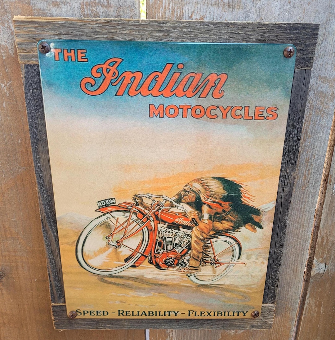 Vintage Indian Motorcycles Metal Sign Advertisement Garage Man Cave ...