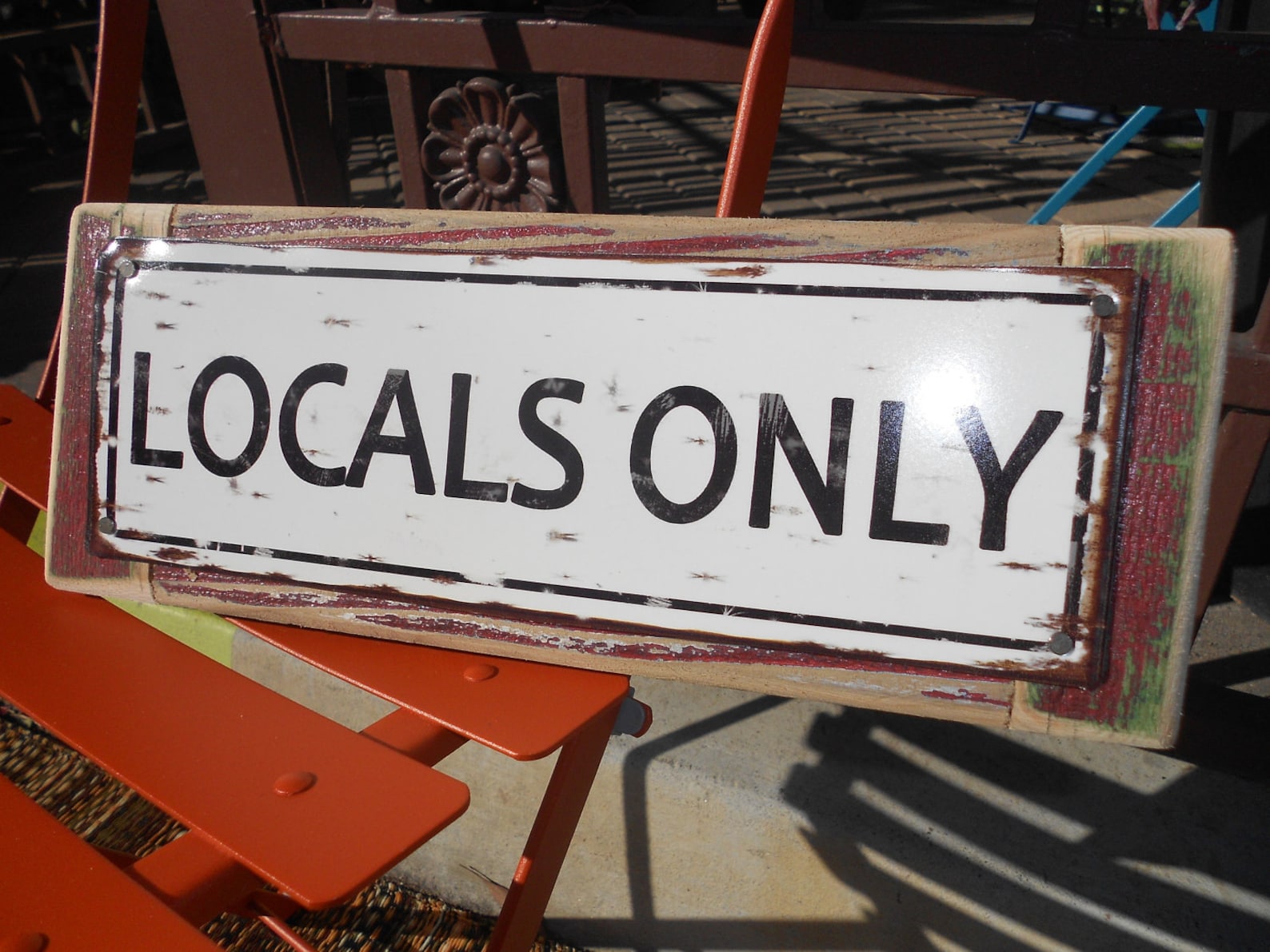 Locals Only Metal Street Sign Reclaimed Wood Frame - Etsy