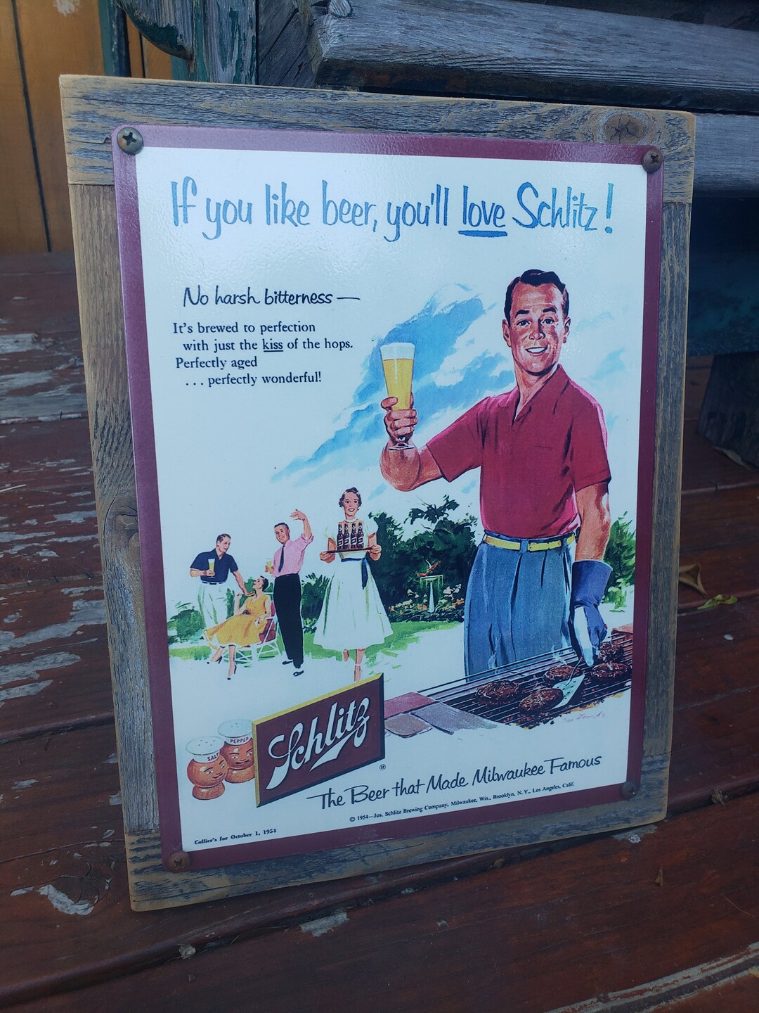 Vintage Schlitz Beer Ad Reproduction Metal Sign Wood Frame FREE SHIPPING - Etsy