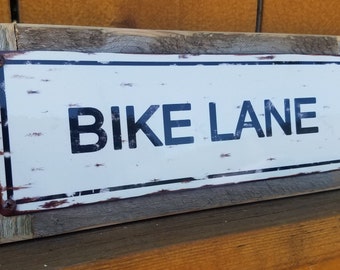 Gone Cycling Metal Street Sign Reclaimed Wood Frame FREE SHIPPING - Etsy