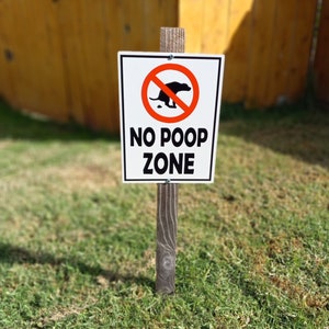 No Dog Pooping Zone Metal Yard Sign Reclaimed Wood Frame FREE SHIPPING ...