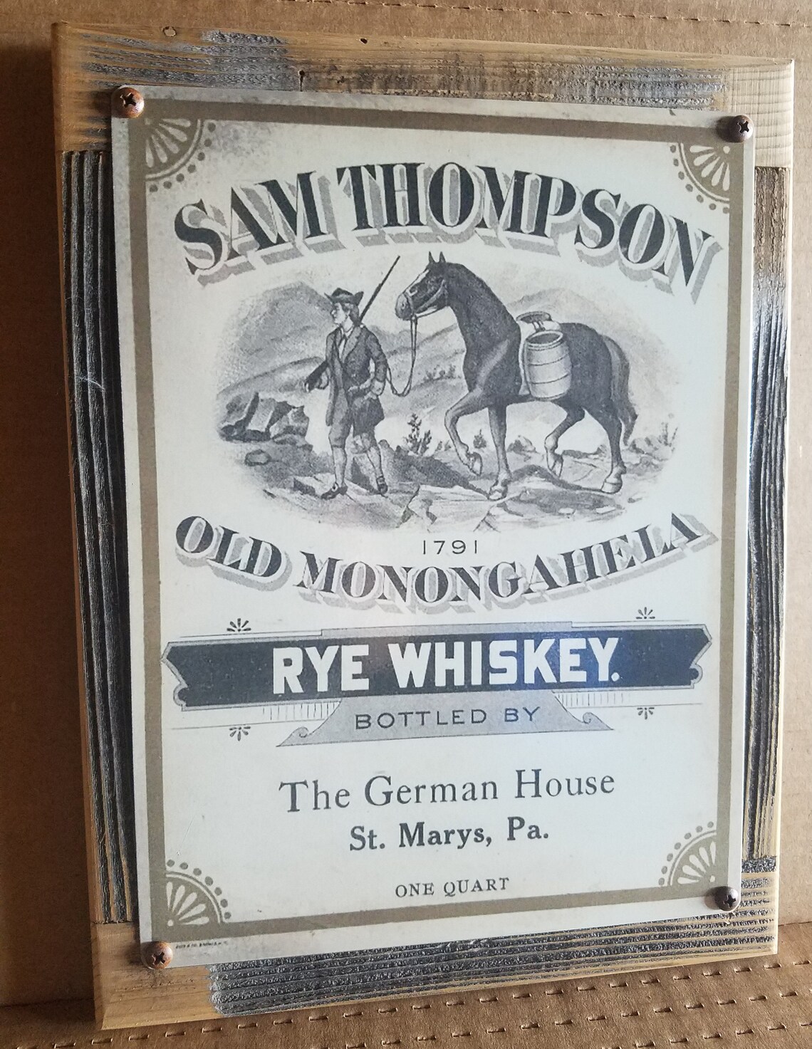 Sam Thompson Rye Whiskey Label-recycled Wood Framed Sign - Etsy