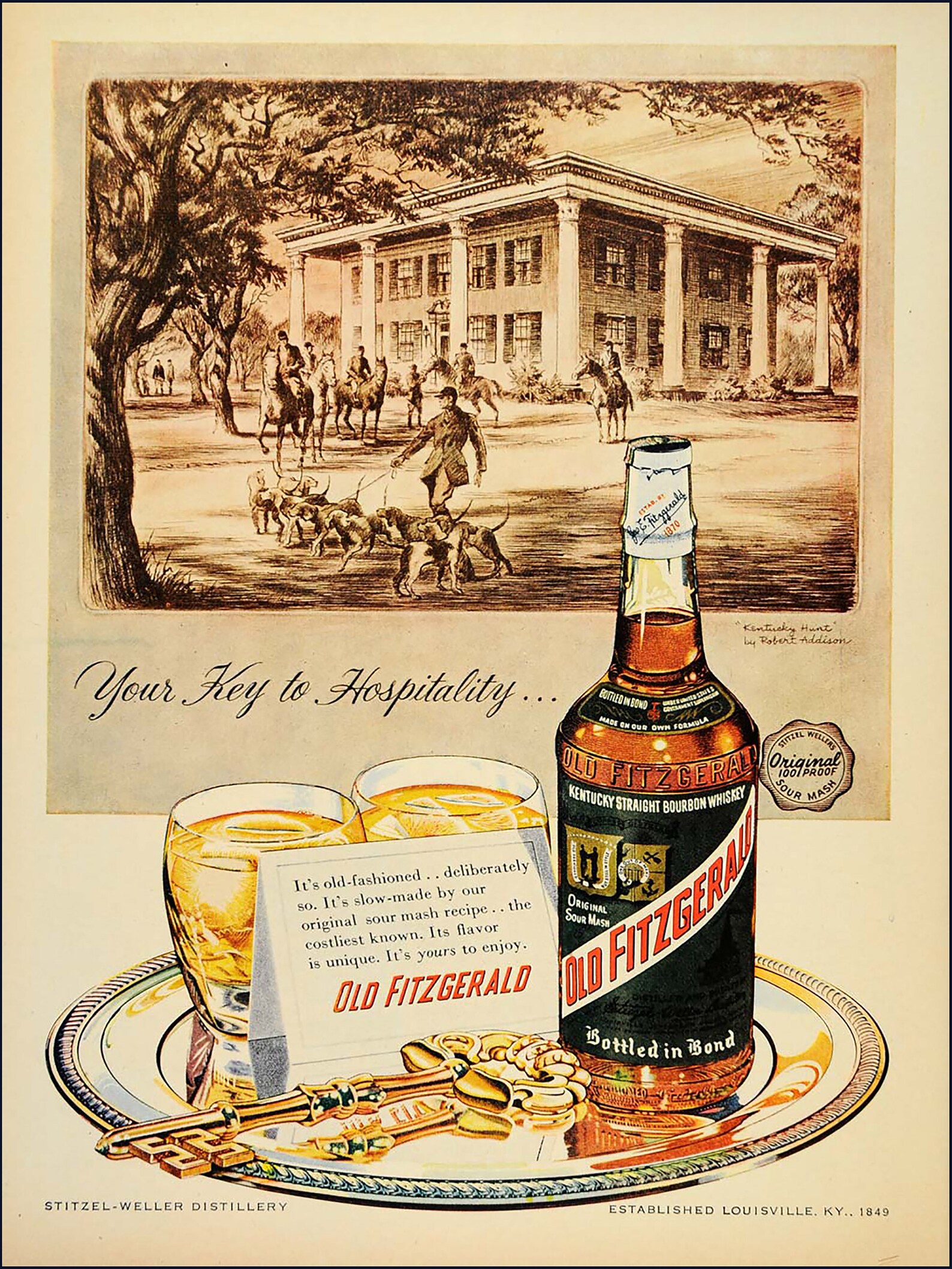 Vintage Old Fitzgerald Bourbon Whiskey Reproduction Metal Sign FREE ...