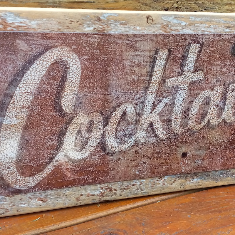 Vintage Tin Cocktail Sign - Etsy