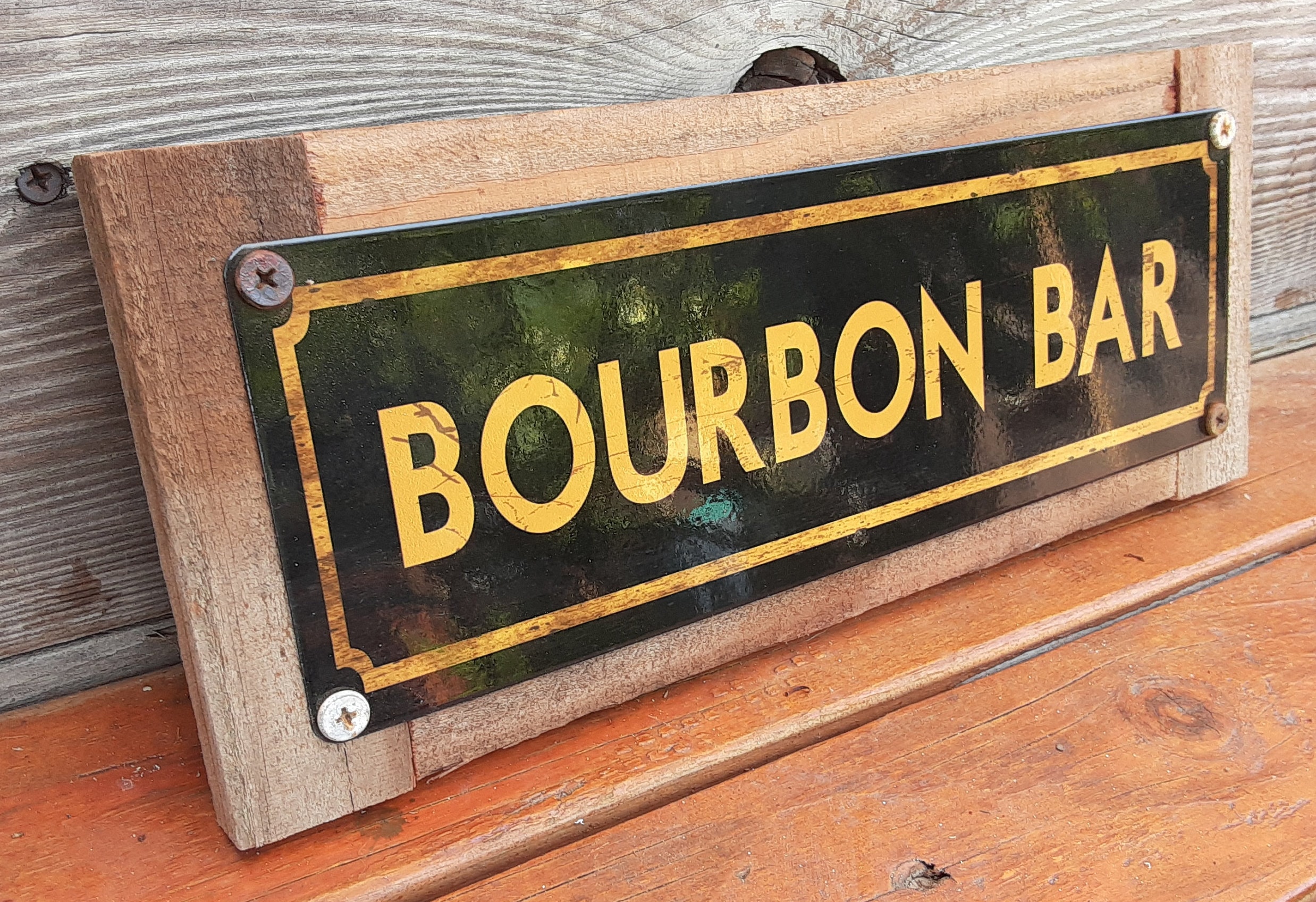 Bourbon Bar Metal and Wood Street Sign Reclaimed Recycled FREE | Etsy