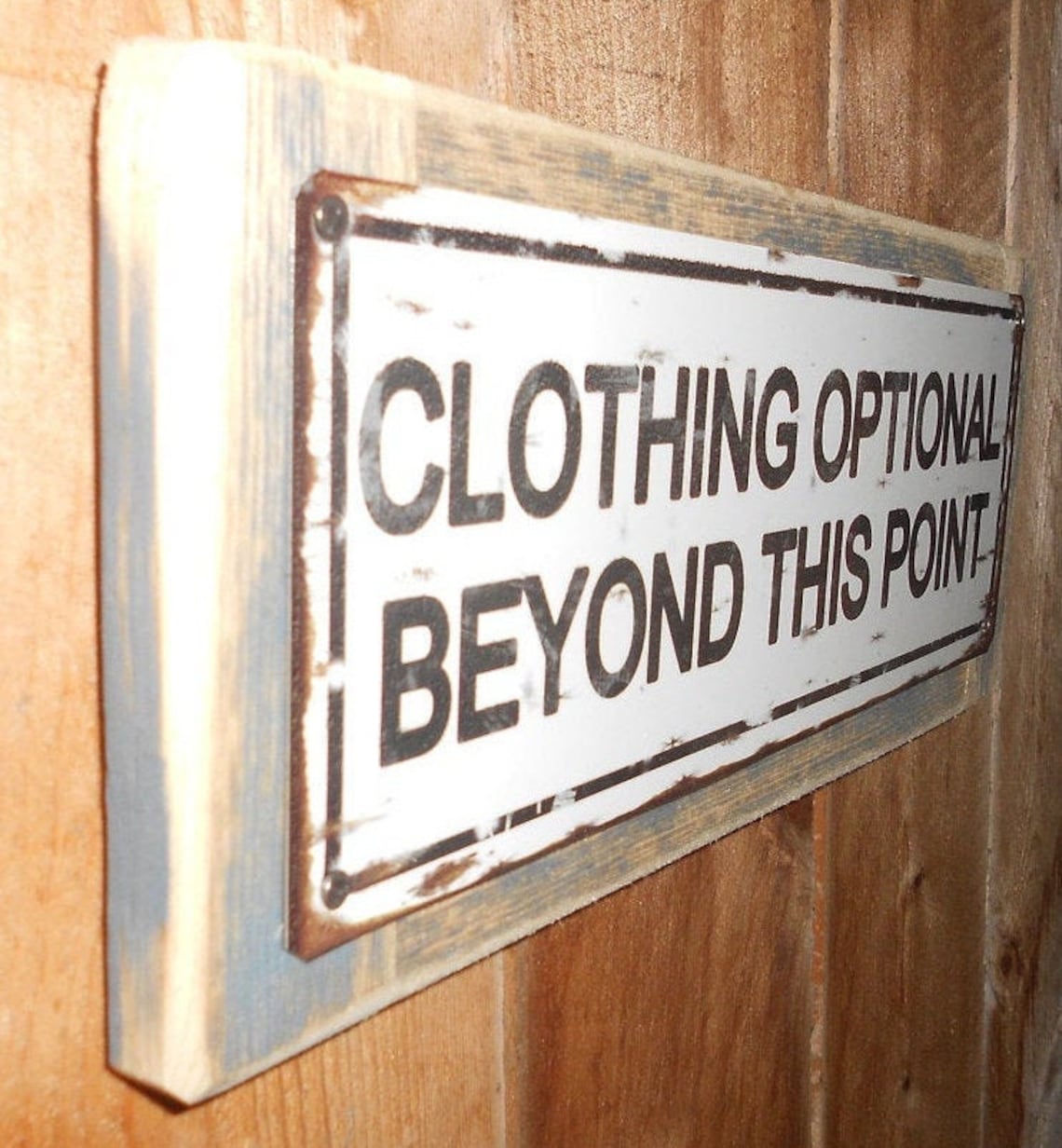 Clothing Optional Wood Mounted Metal Street Sign FREE SHIPPING | Etsy