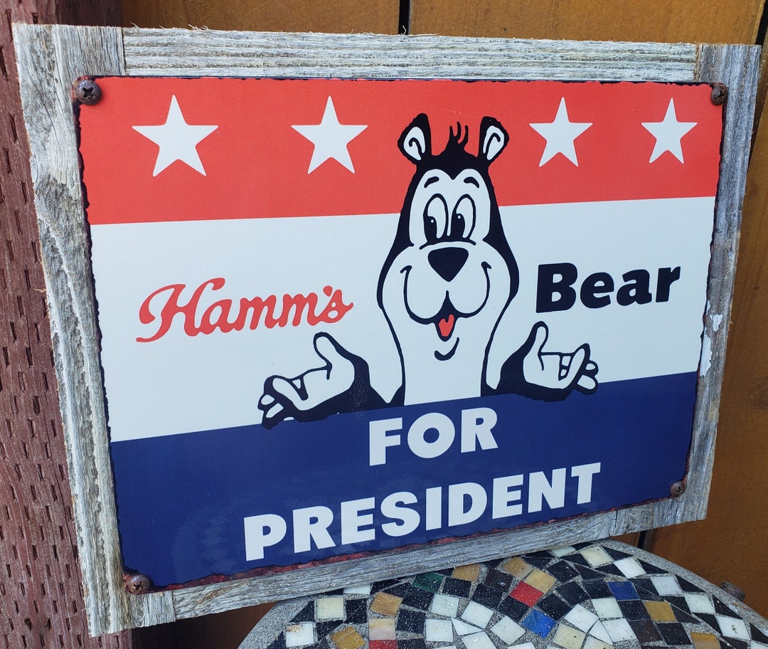 Vintage Hamms Bear Metal Sign Reclaimed Wood Frame FREE SHIPPING - Etsy