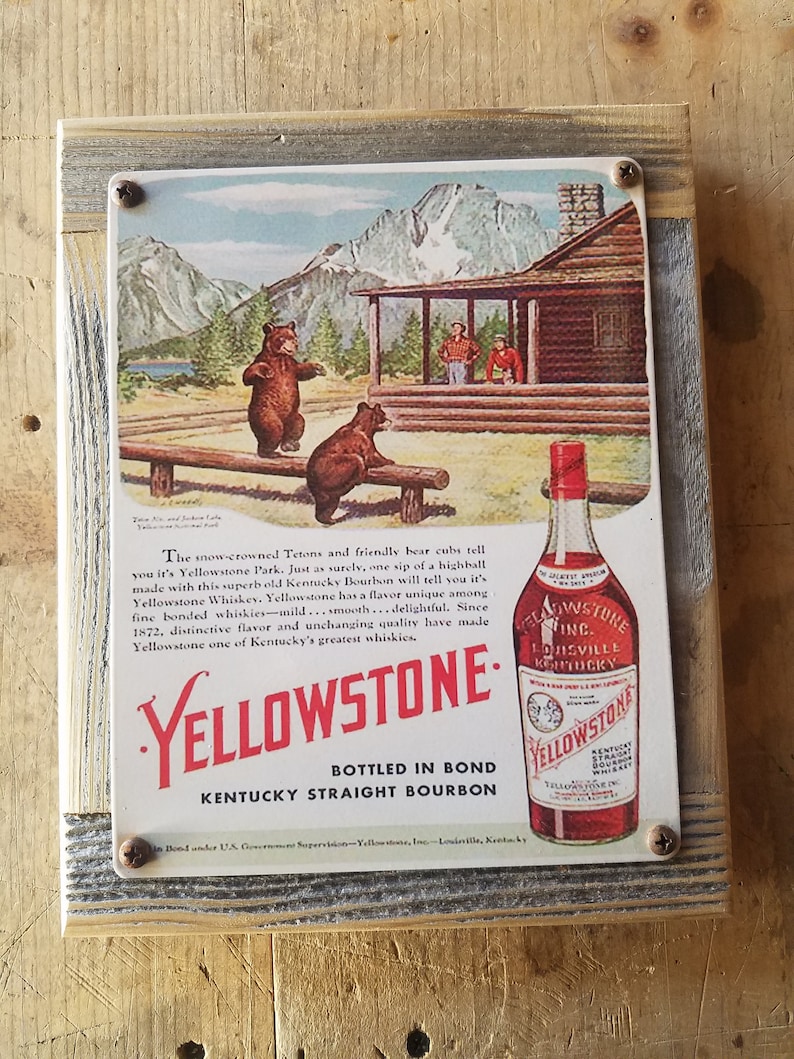 Yellowstone Bourbon Whiskey Metal Sign Reclaimed Wood Frame - Etsy