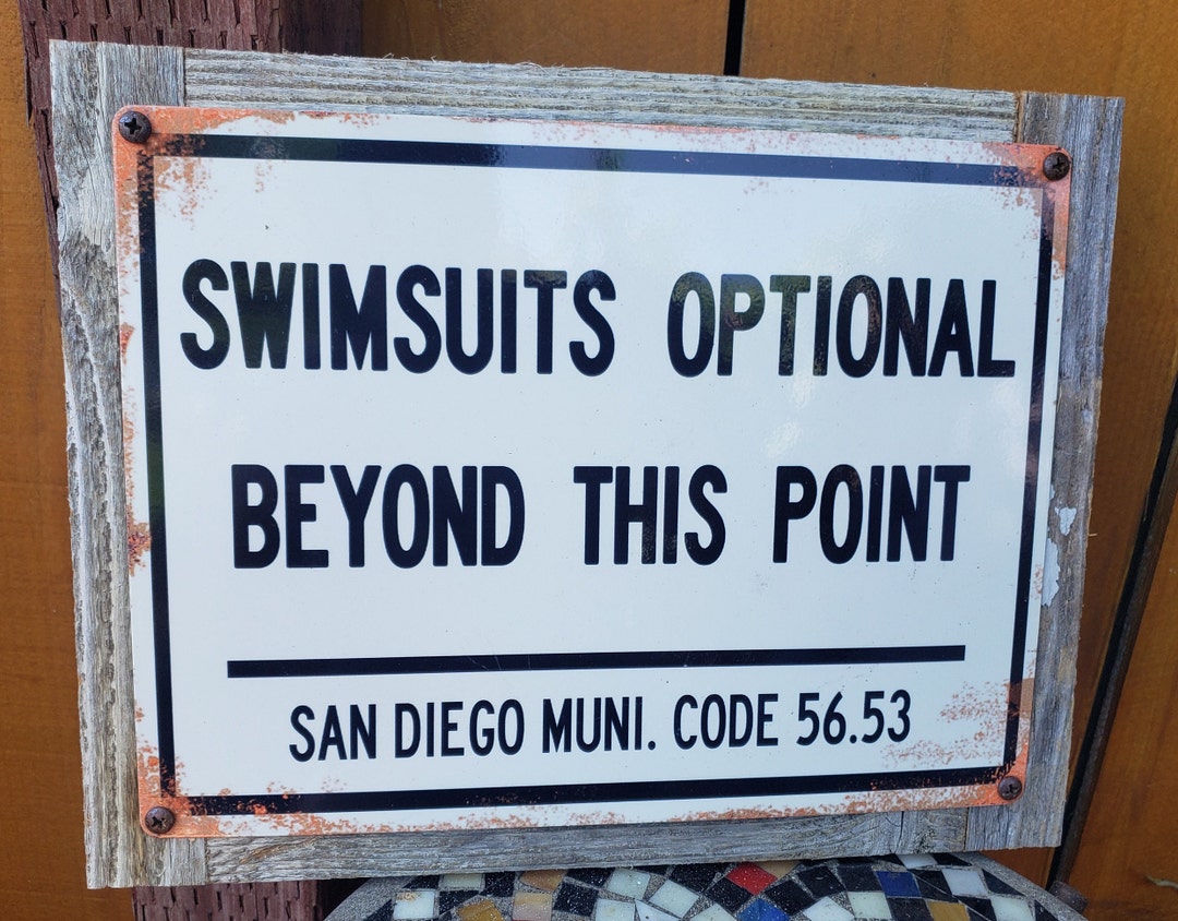 Swimsuits Optional Metal Sign Reclaimed Wood Frame FREE SHIPPING - Etsy