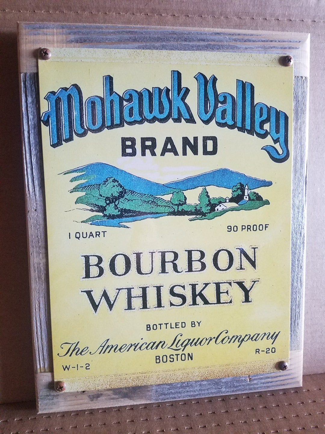 Mohawk Valley Bourbon Whiskey Ad Metal Sign Reclaimed Wood Frame FREE ...