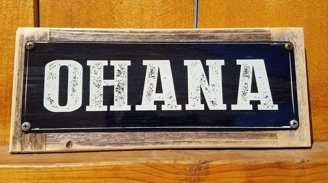 Ohana Metal Sign Mounted on Reclaimed Wood Frame FREE SHIPPING - Etsy