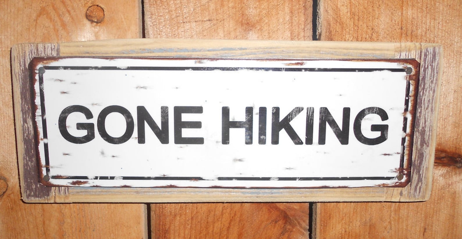 Gone Hiking Metal Street Sign on Reclaimed Wood Frame FREE - Etsy
